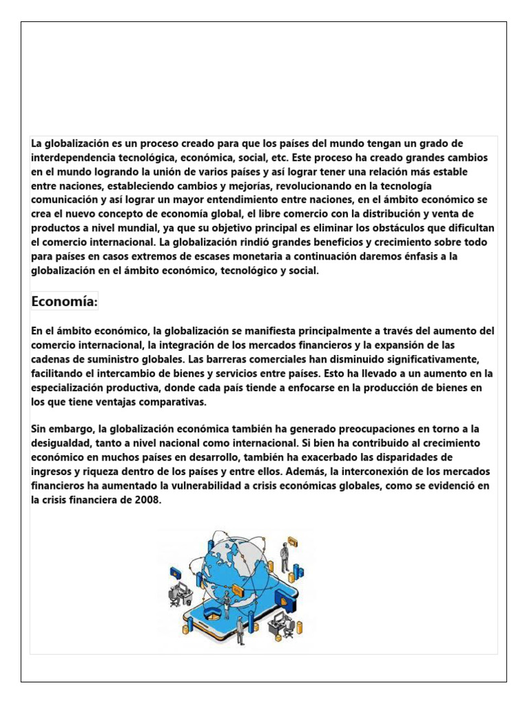 La Globalización en El Ámbito Económico | PDF | Globalización ...