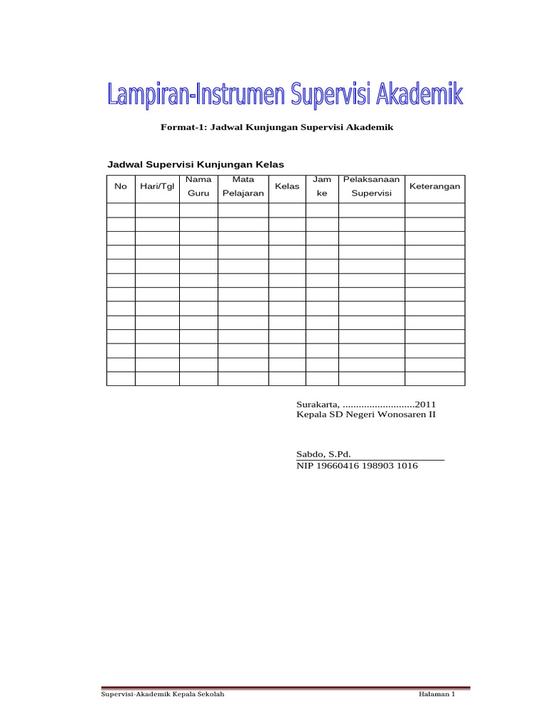 Instrumen Supervisi | PDF