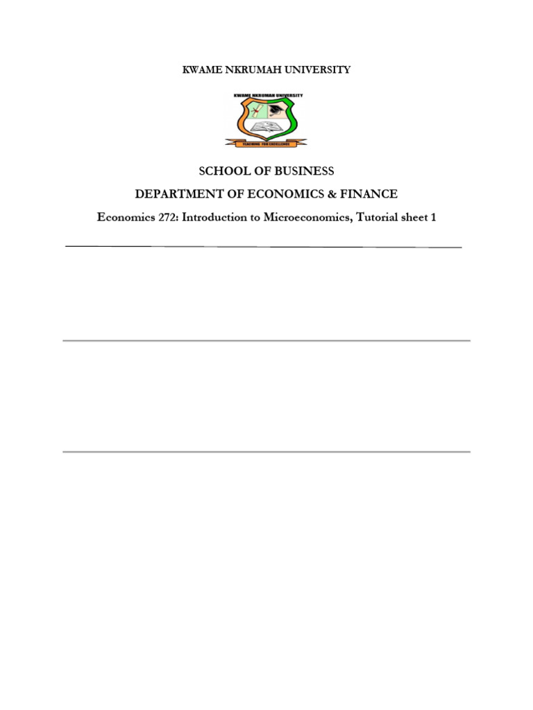 Tutorial Sheet 1 Scarcity, Opportunity Costs and Choice | PDF ...