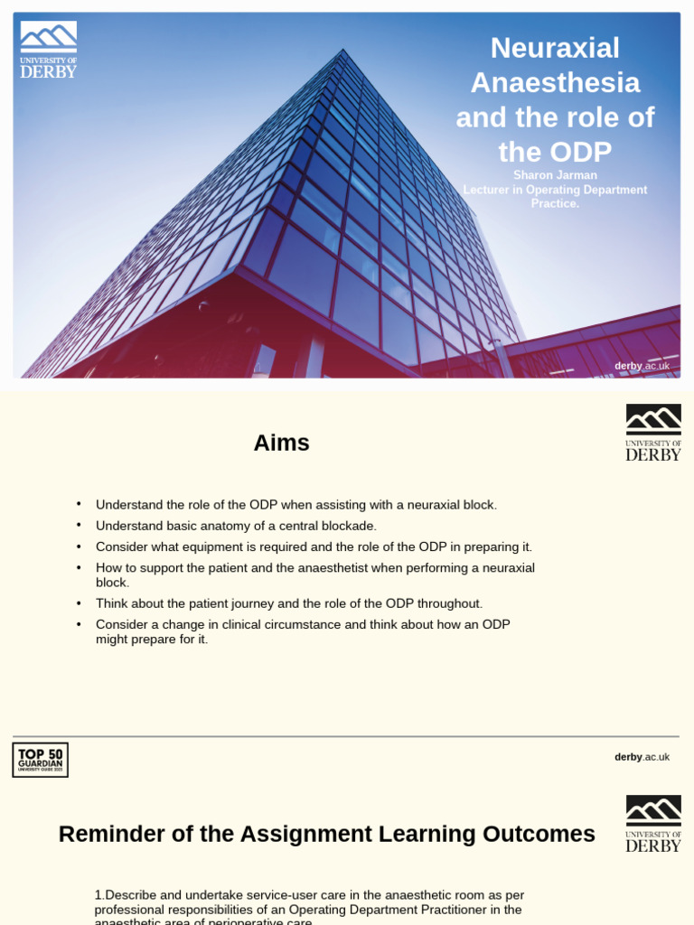 ODP's Role in Neuraxial Anaesthesia | PDF | Anesthesia | Symptoms And Signs