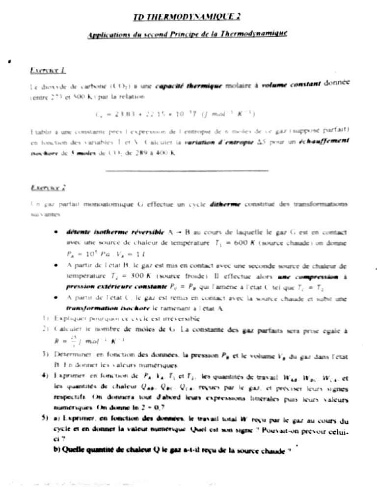 TD2 Thermodynamique | PDF