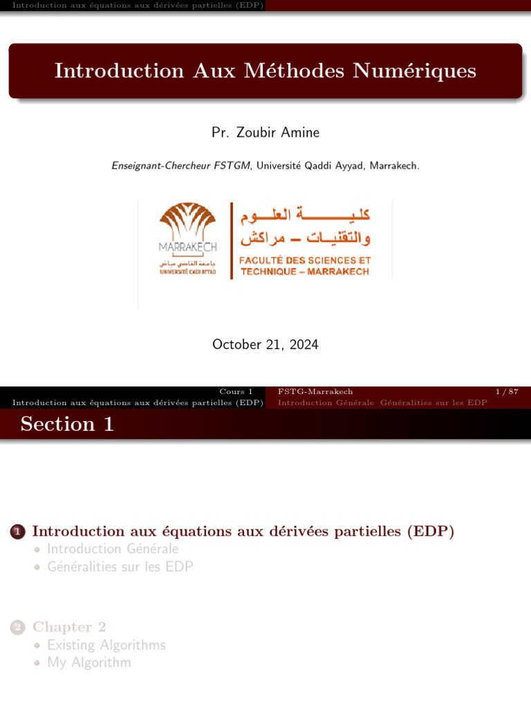 Introduction aux EDP par Pr. Zoubir | PDF | Équation aux dérivées ...