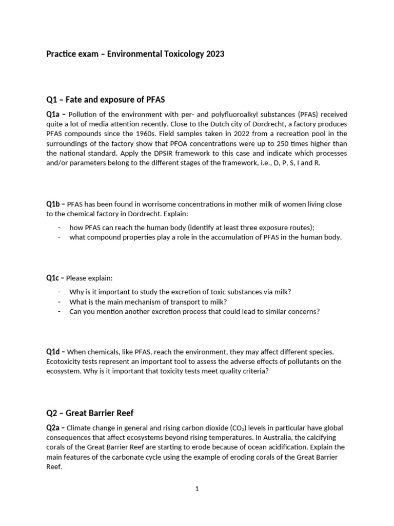 Proof Exam - Student Version | PDF | Coral Reef | Acid