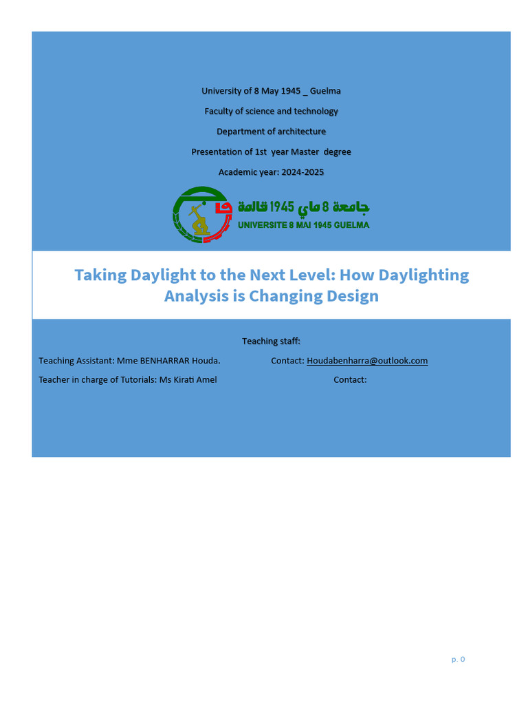 1st Tutorial For Master Degrée | PDF | Art | Technology & Engineering