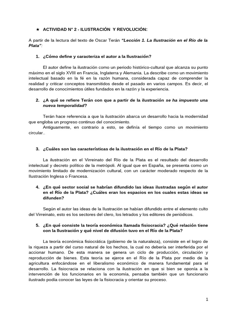 ACTIVIDAD #2 - ILUSTRACIÓN Y REVOLUCIÓN - Milagros de Meco | PDF | Era ...