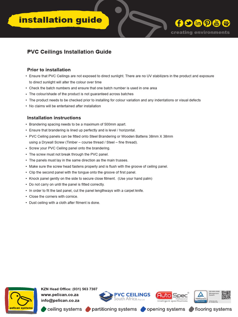 2016 08 PVC Ceilings Installation Instructions Web Version | PDF