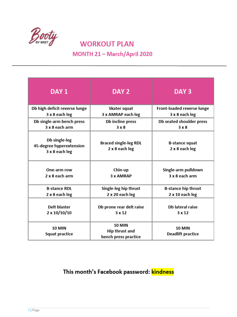 BBB Month 21 Workout Plan | PDF | Anatomical Terms Of Motion ...