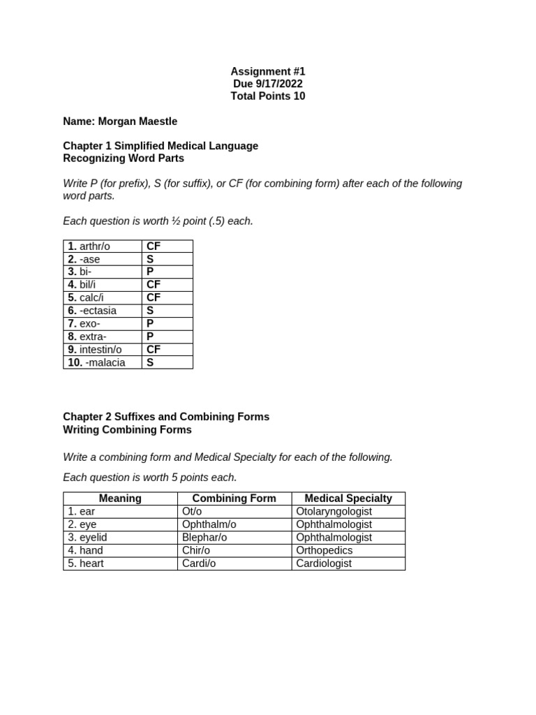 Medical Language Assignment Guide | PDF