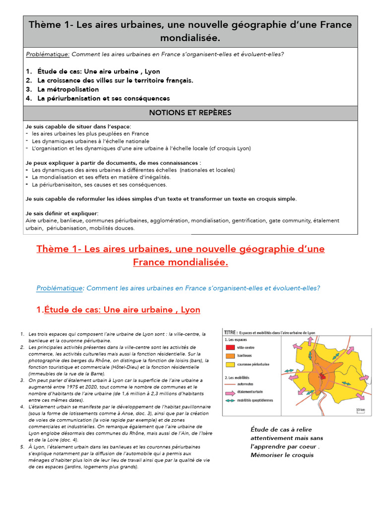 Thème 1 - Les Aires Urbaines, Une Nouvelle Géographie D'une France Mondialisée. | PDF ...