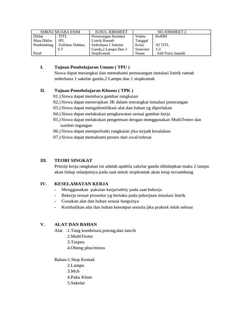 Job Sheet | PDF