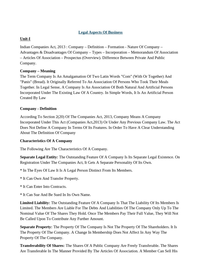 Legal Aspects of Business 5 Units Notes | PDF | Offer And Acceptance ...