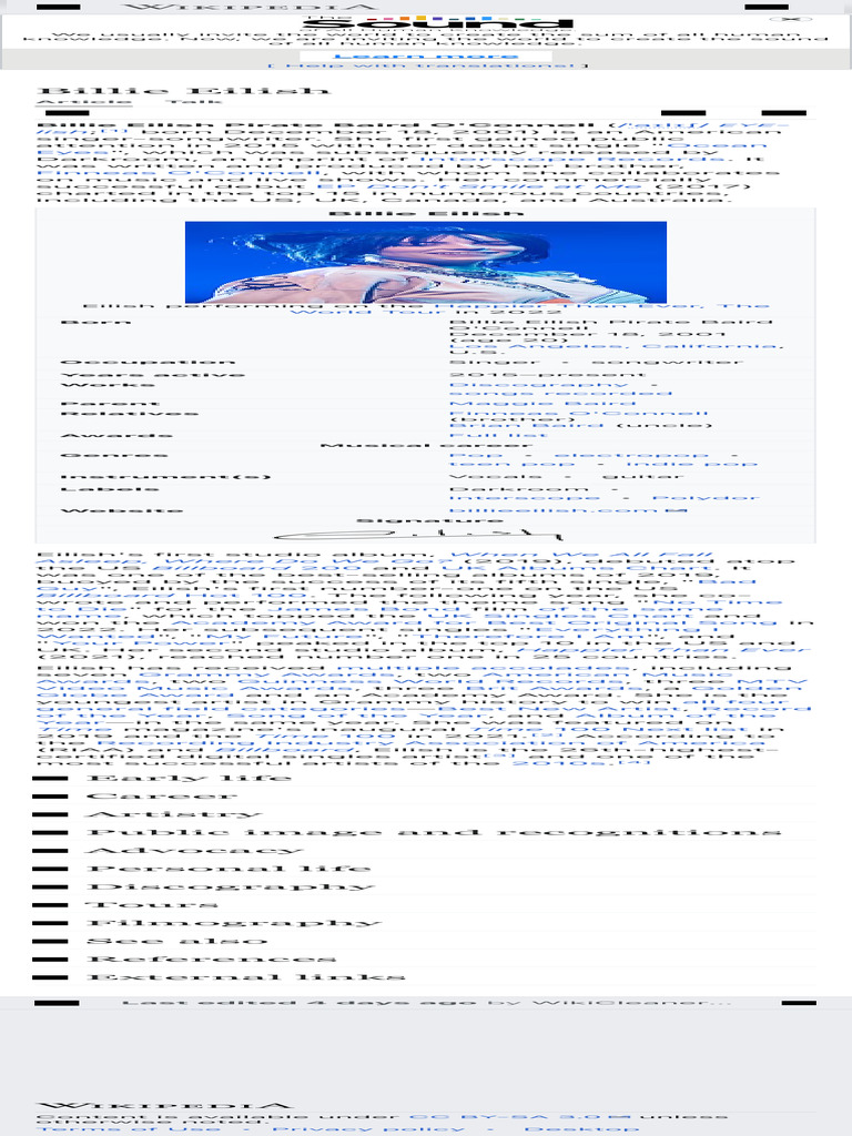 Billie Eilish - Wikipedia 2 | PDF | Music Industry | Pop Music