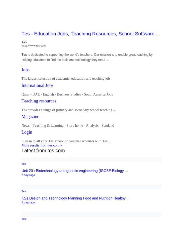 Tes - Education Jobs, Teaching Resources, School Software .. | PDF ...