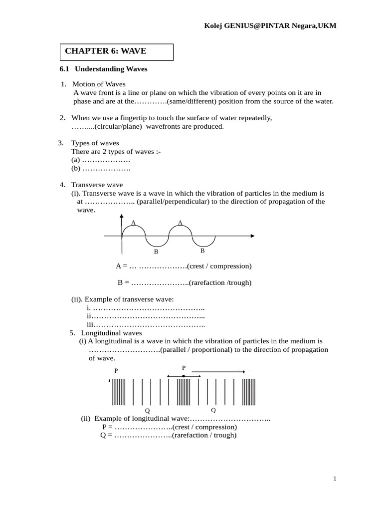 Wave 1 f2 2023 | PDF | Waves | Wavelength