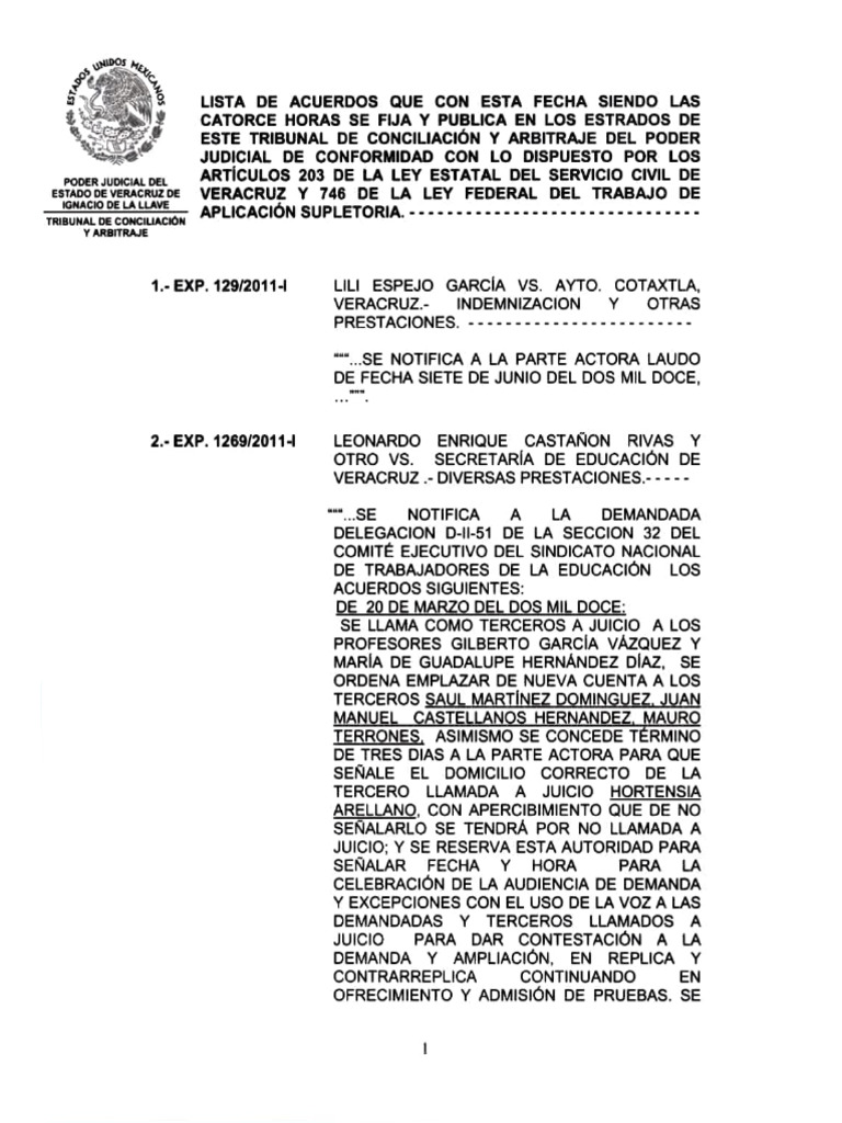 Lista de Acuerdos Judiciales | PDF | Judicaturas | Gobierno