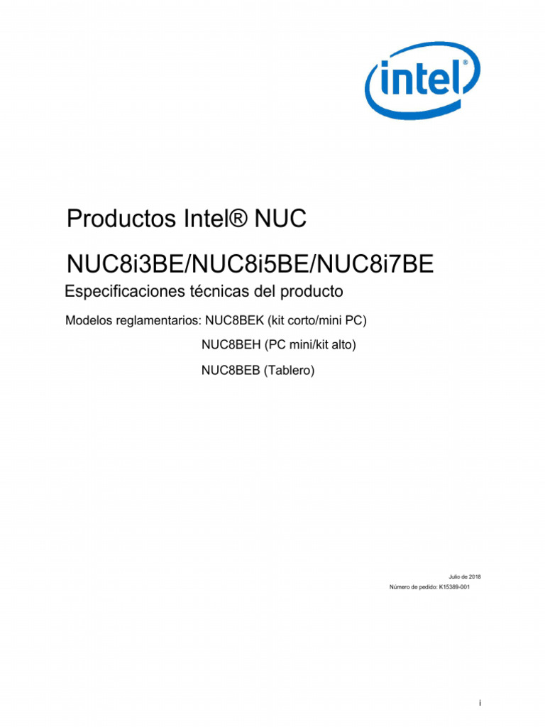 NUC8i3BE NUC8i5BE NUC8i7BE-ESPAÑOL | PDF | Microprocesador | USB