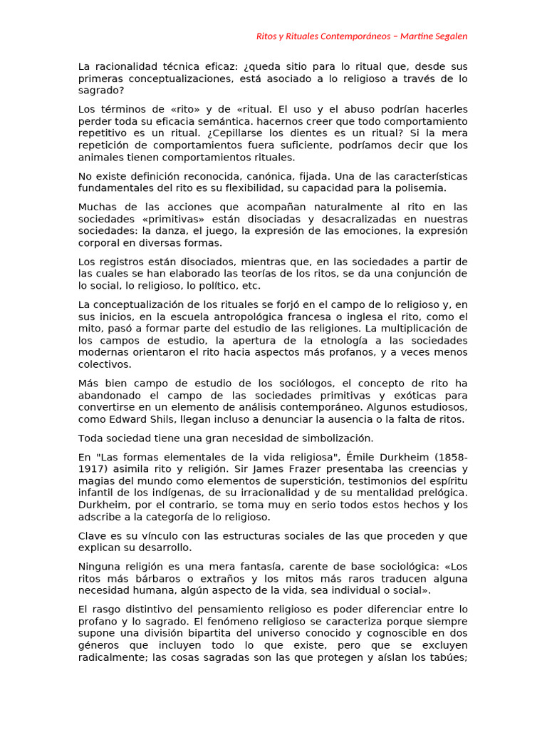 Ritos y Ritualidad en la Sociedad Actual | PDF | Rituales | Emile Durkheim