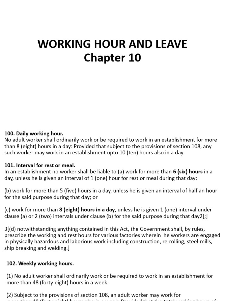 Working Hours and Leave Regulations | PDF | Overtime | Labor