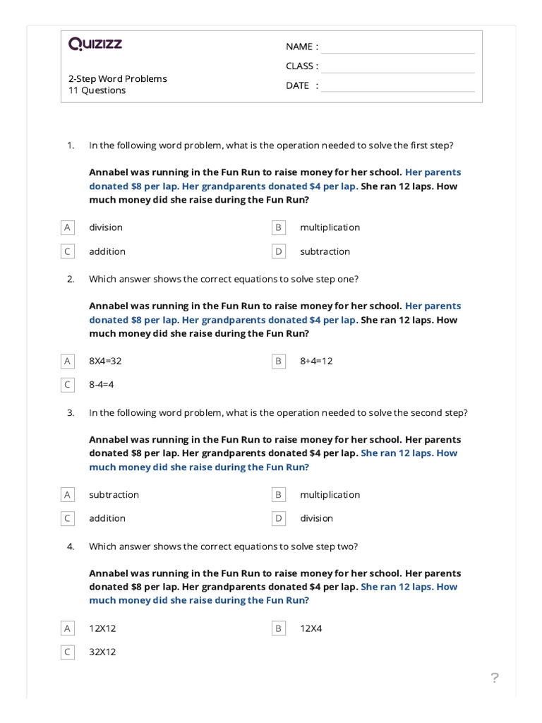 2 Step Word Problem Multi & Divi | PDF