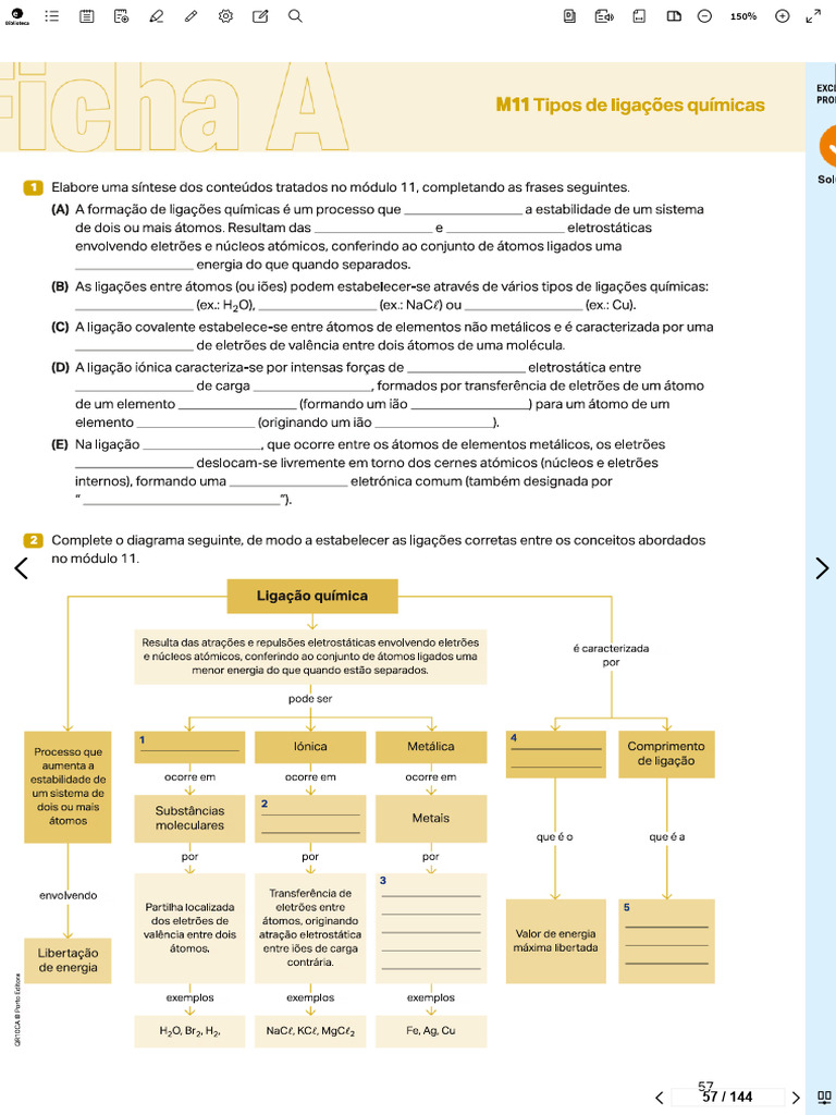 Ficha FQ10 Ligações Quimica 1 | PDF | Átomos | Ligação química
