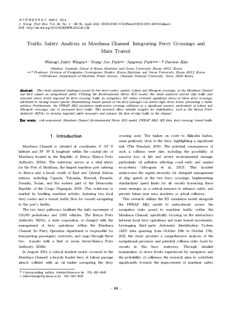 Traffic Safety Analysis in Mombasa Channel | PDF | Risk | Simulation