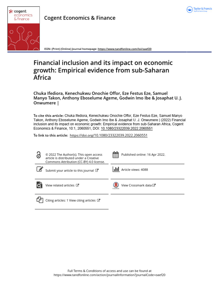 Financial Inclusion's Impact on Growth in SSA | PDF | Economic Growth ...