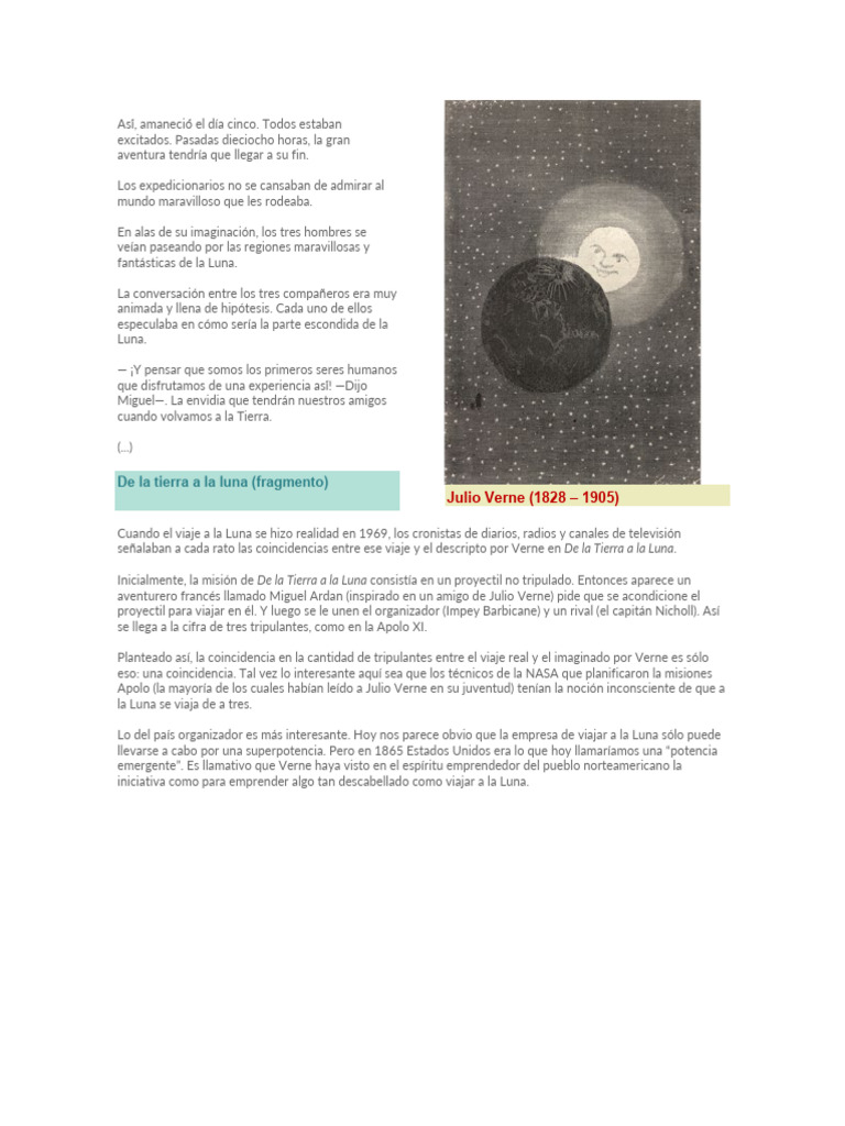 Viaje a la Luna: Verne y la NASA | PDF | Luna | Ingravidez