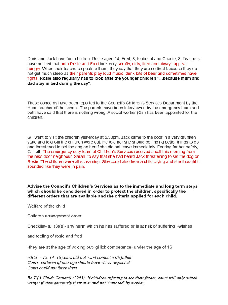 Pricate Child Arrangement Notes | PDF | Child Abuse | Justice