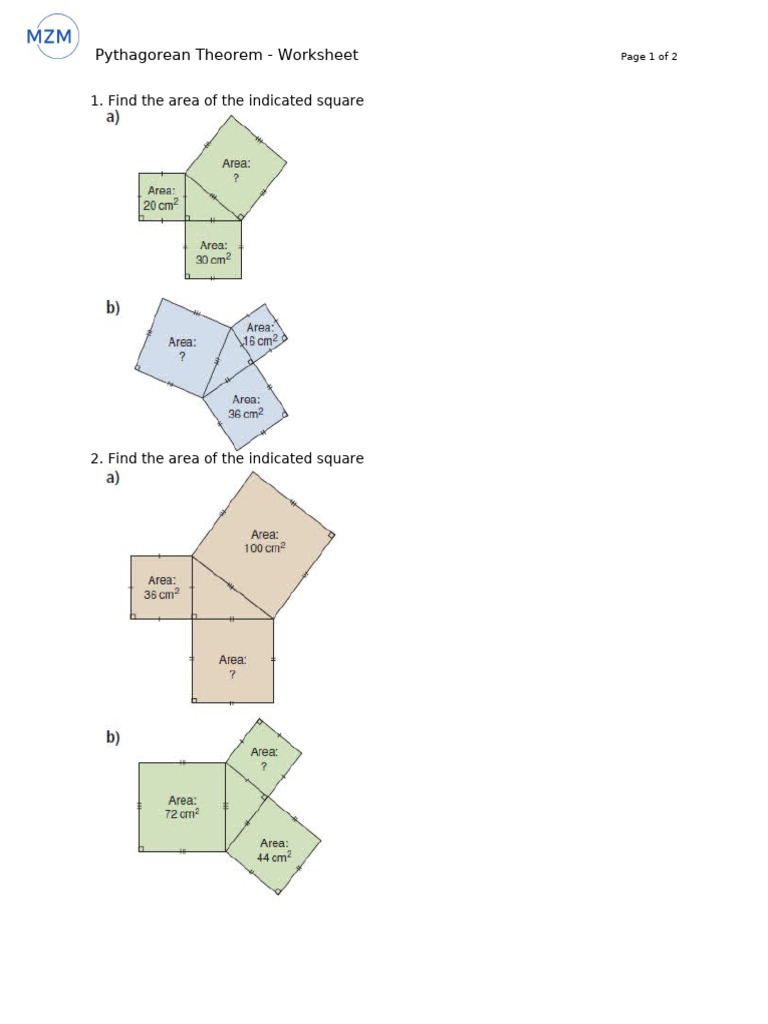 #1-Pythagorean Theorem - Worksheet | PDF