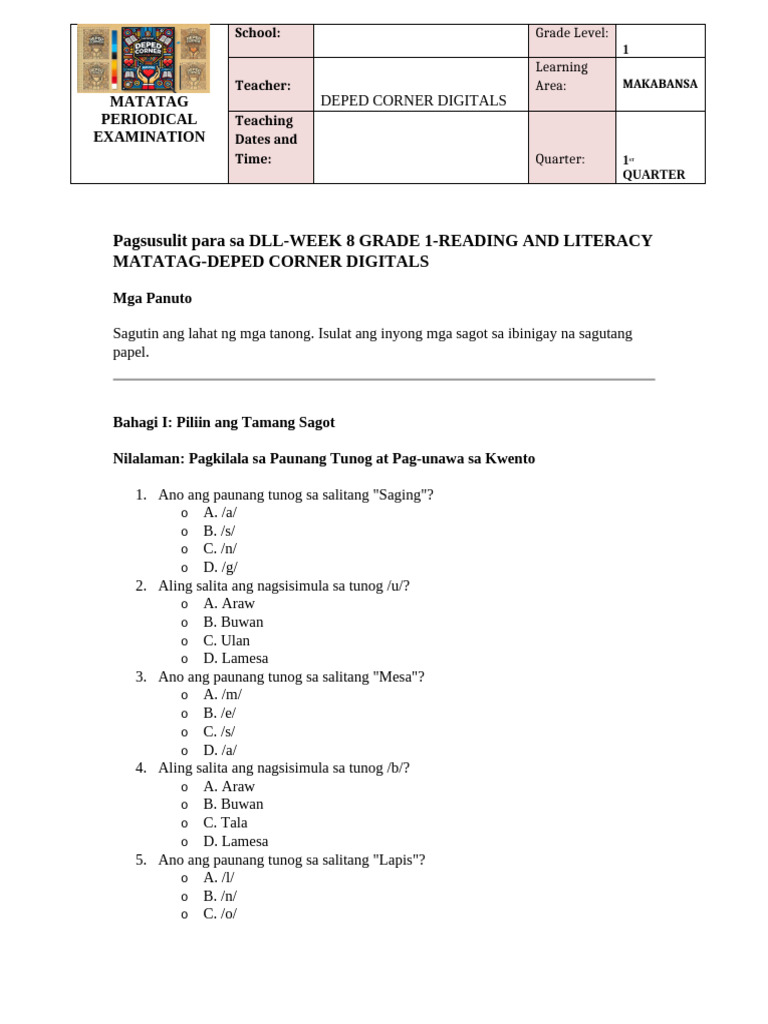 Pt-Week 1-Makabansa - Deped Corner Digitals | PDF