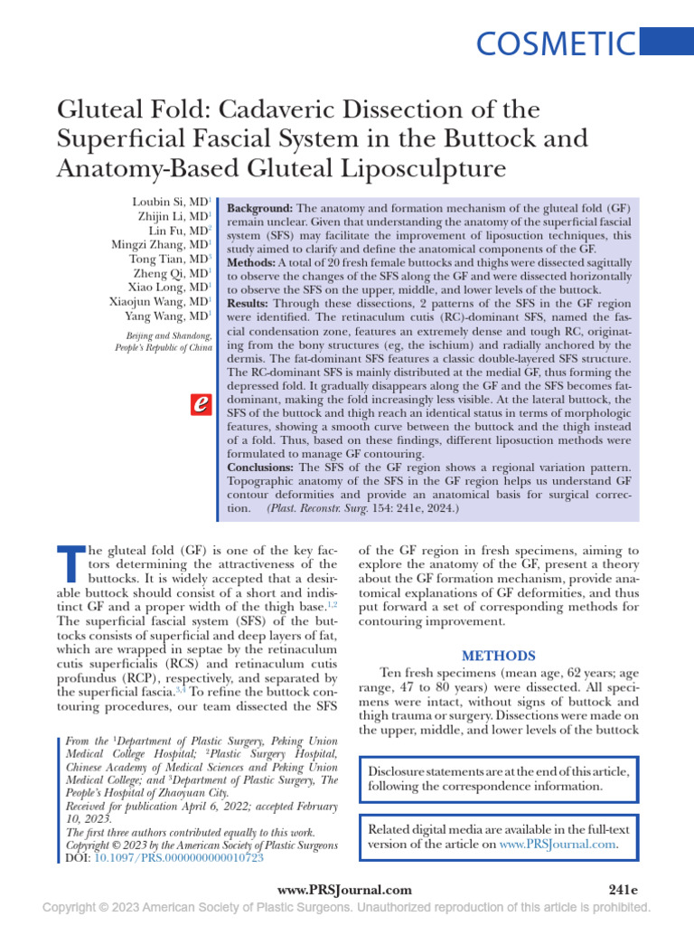 Gluteal Fold Cadaveric Dissection PRS Aug24 | PDF