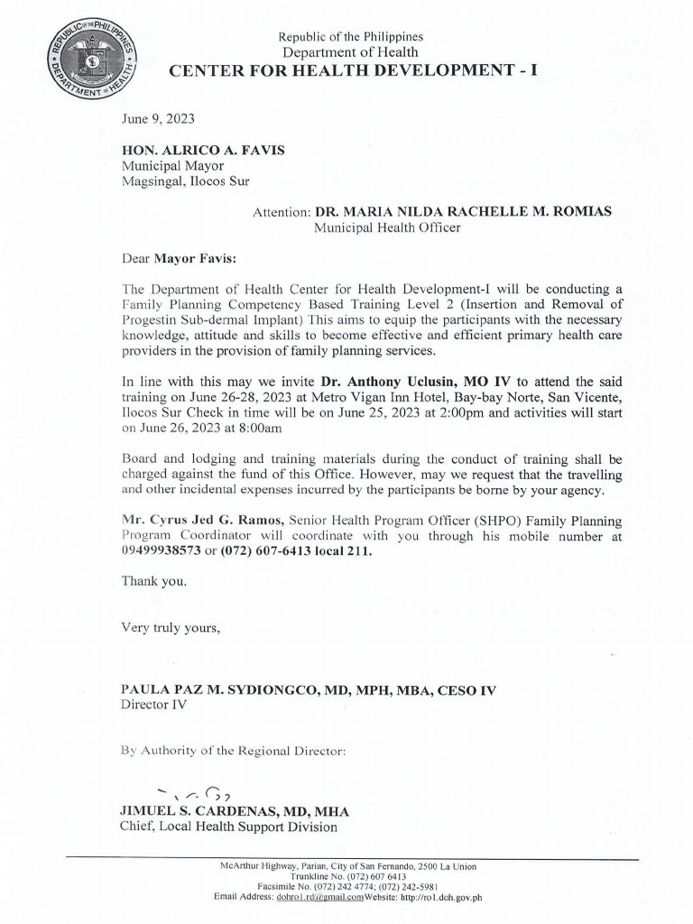 Letter To Hon. Favis - Magsingal | PDF