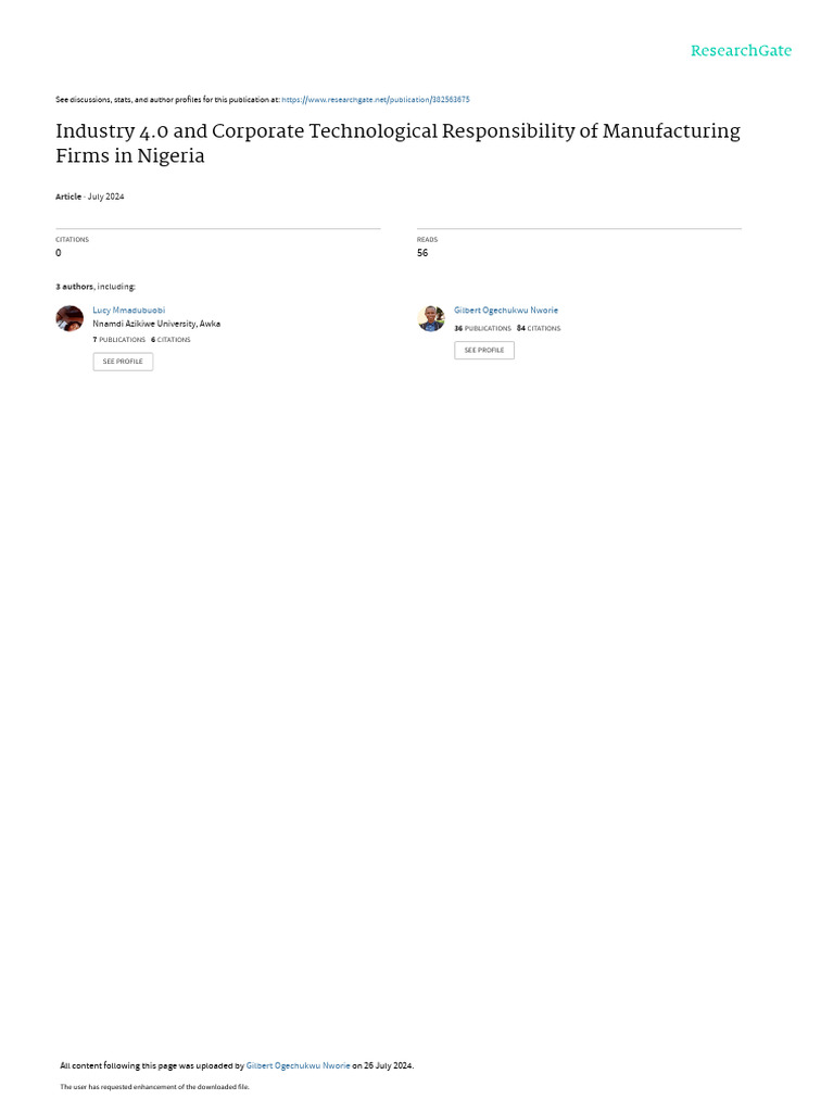 Industry 4.0 and Corporate Technological Responsibility of | PDF | Internet Of Things ...