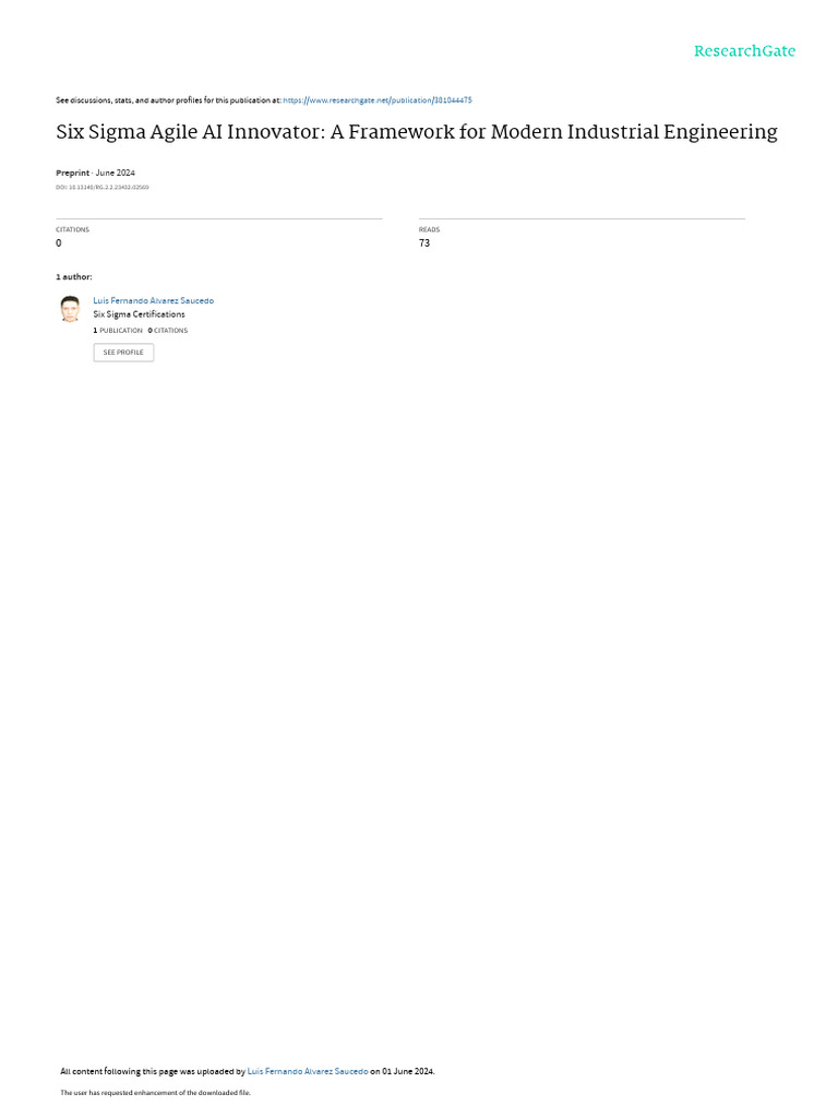 Six Sigma Agile AI Innovator: A Framework For Modern Industrial Engineering | PDF | Six Sigma ...