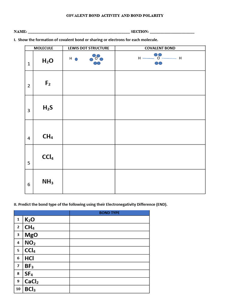 Covalent Bond Activity | PDF | Technology & Engineering