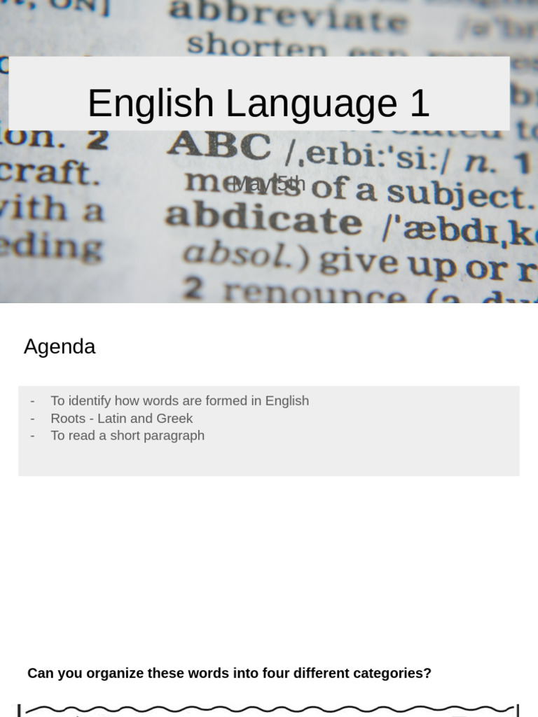 English Language 1 - Second Class | PDF