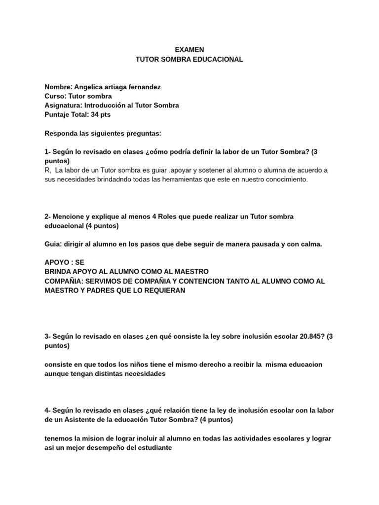 Examen Intro Al Tutor Sombra | PDF