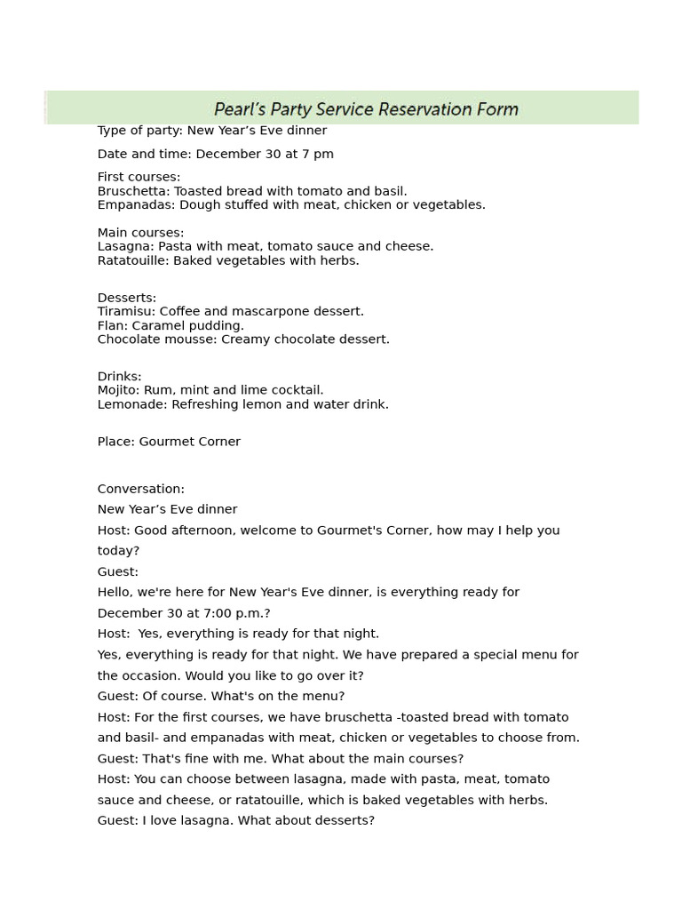 Eating Out Roleplay | PDF