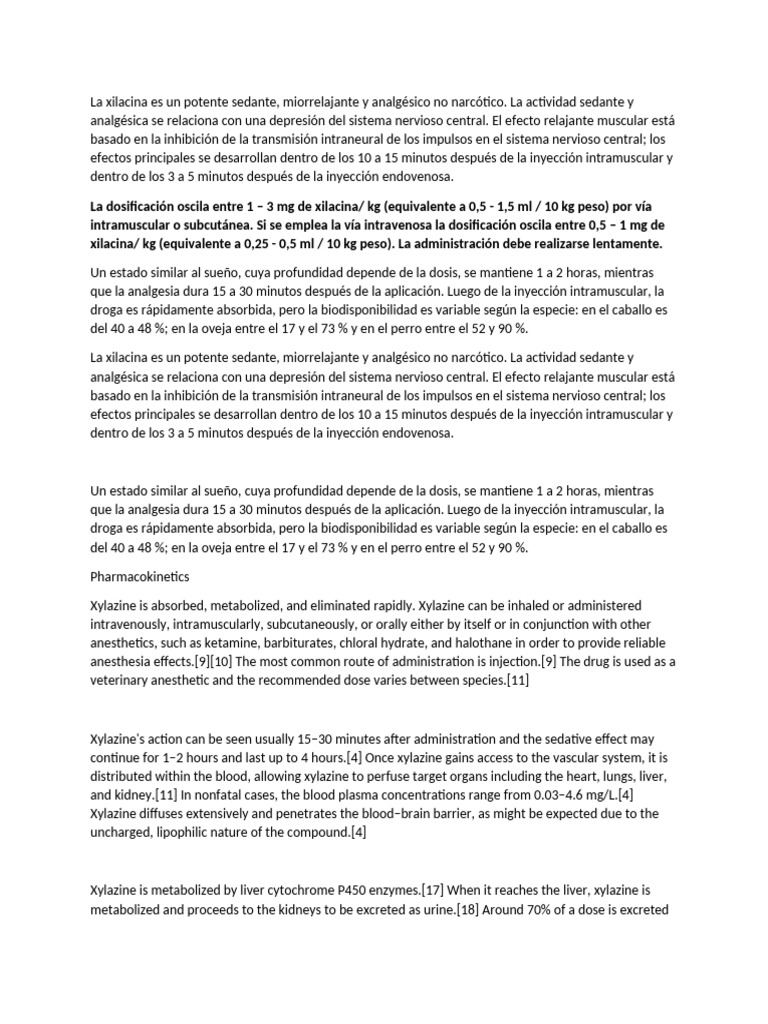La Xilacina Es Un Potente Sedante | PDF | Medicamentos con receta ...