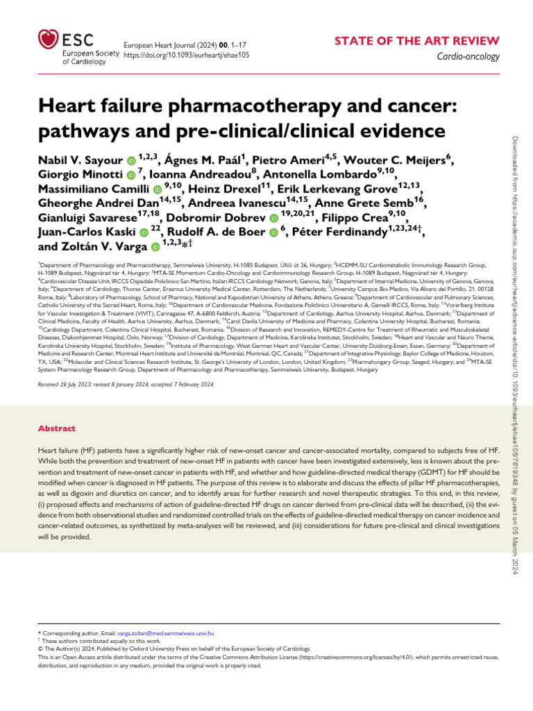 Heart Failure Pharmacotherapy and Cancer | PDF | Cancer | Meta Analysis