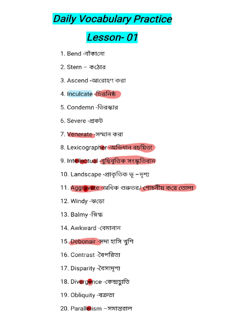 Vocabularies (Lesson 1-40) 800 Words | PDF