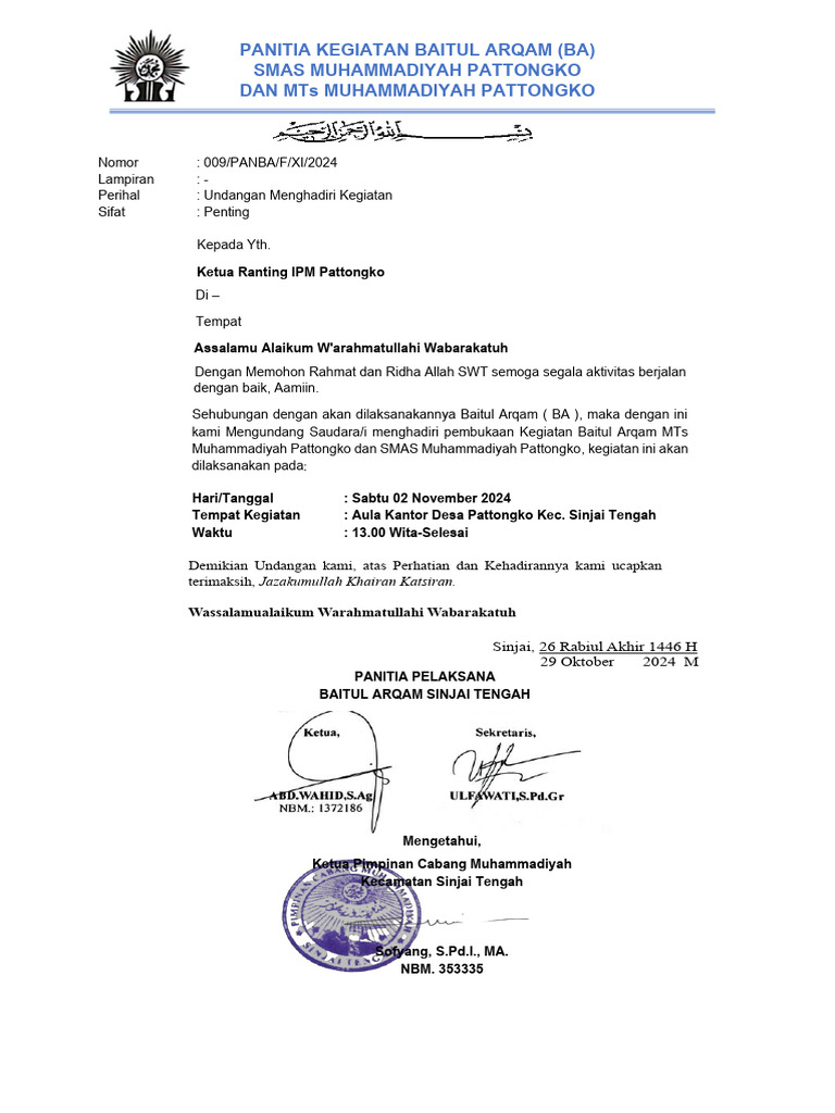 Ketua Ranting Ipm Pattongko | PDF