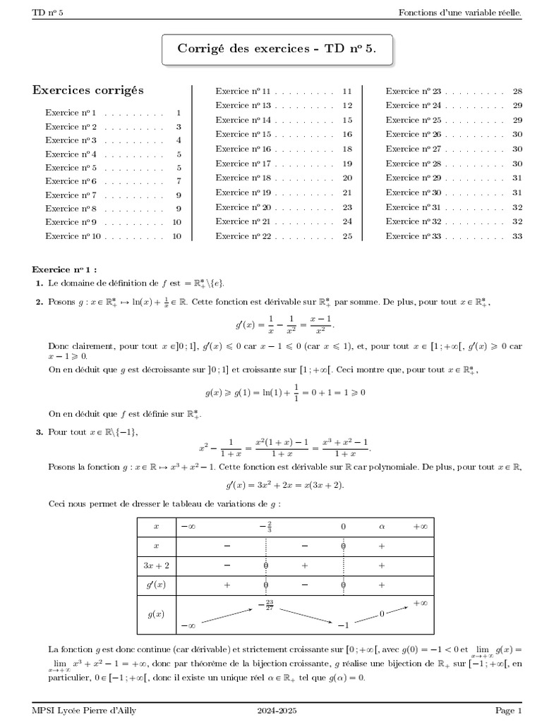 TD05 Corrigé | PDF | Limite (mathématiques) | Fonctionnalités et modélisations