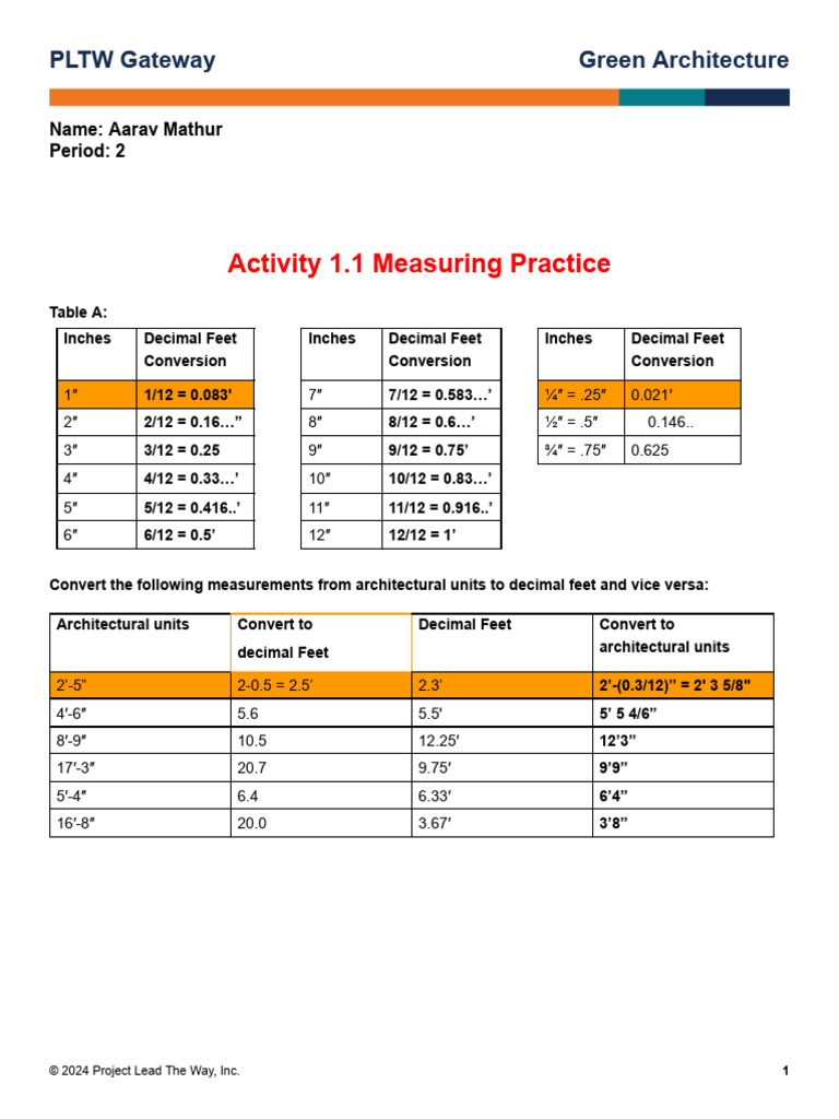 Aarav GA - 1 - 1MeasuringPractice | PDF | Length