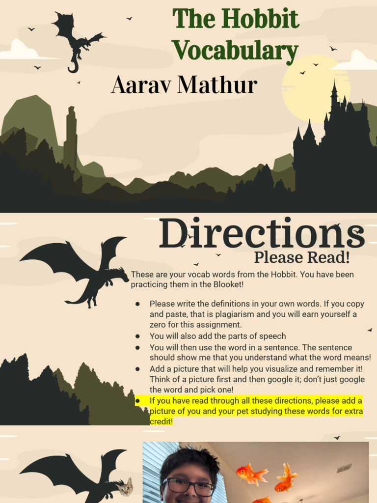 The Hobbit Vocabulary Guide | PDF | Part Of Speech | Adjective