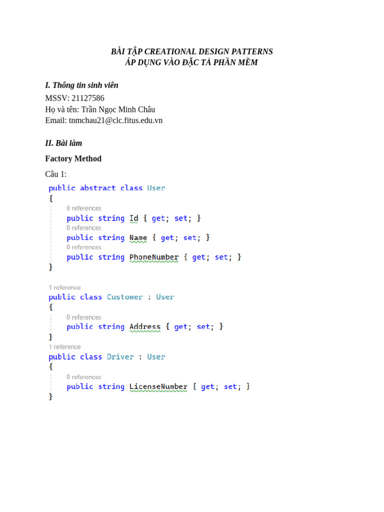 Bài Tập Creational Design Patterns | PDF