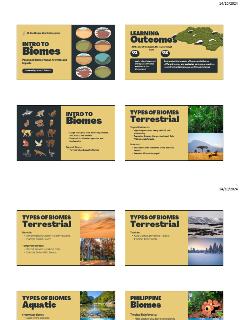 Unit 4 People and Biomes Human Activities and Impacts Slide Handouts | PDF | Conservation ...