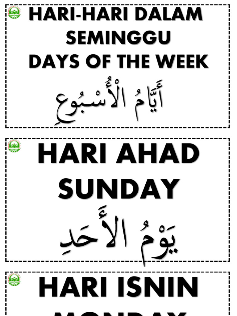 Hari Hari Dalam Seminggu PDF | PDF