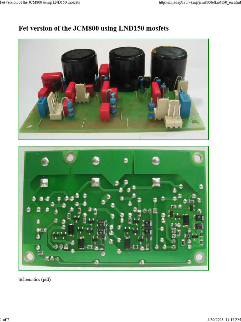 Fet Version of The JCM800 Using LND150 Mosfets | PDF