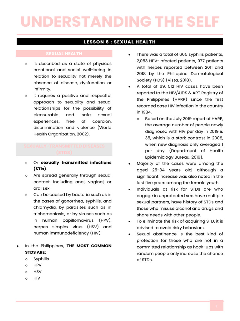 UTS - Lesson 6 - Sexual Health | PDF | Sexually Transmitted Infection | Birth Control